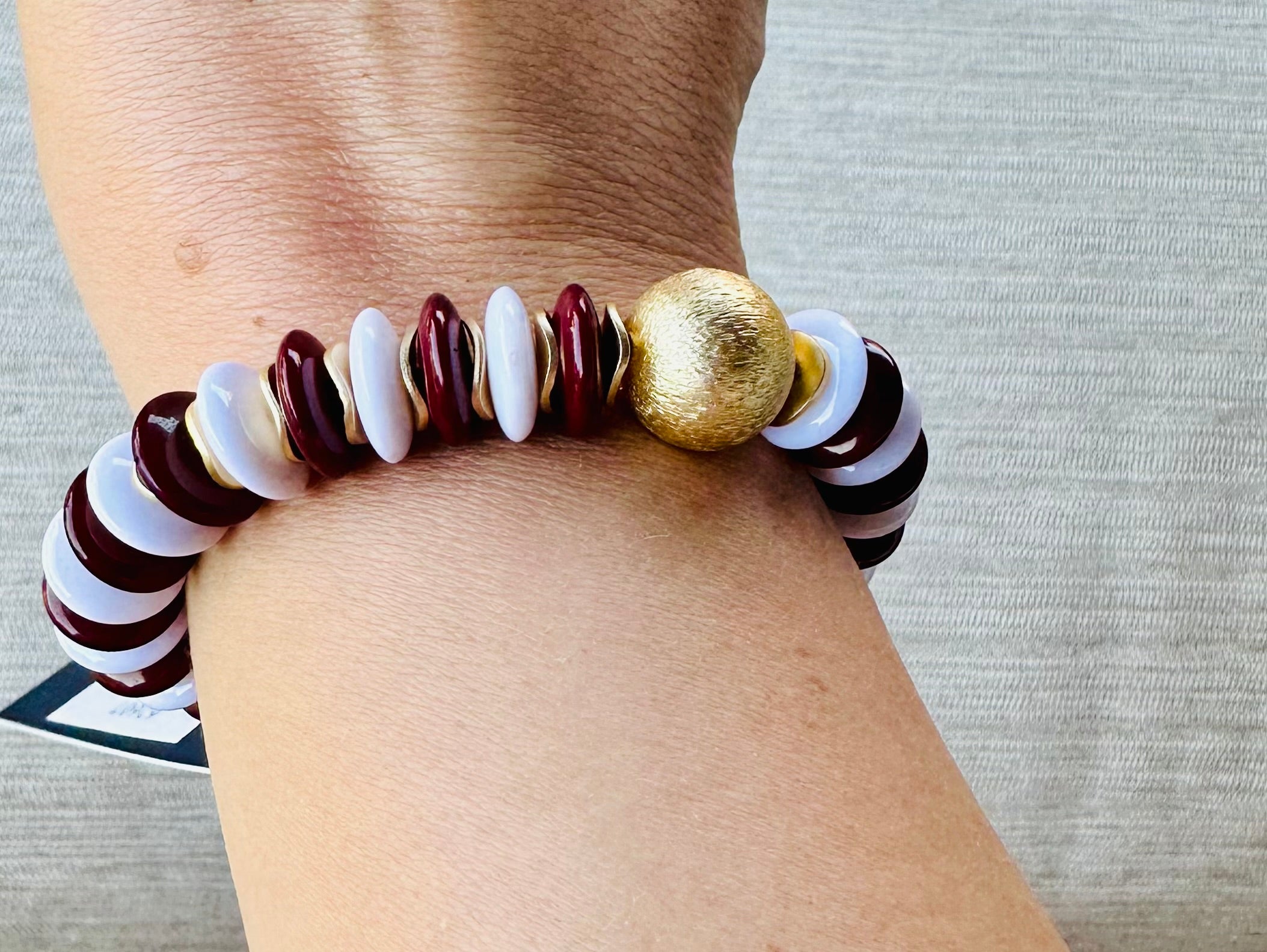 Chloe Bracelet Maroon & White